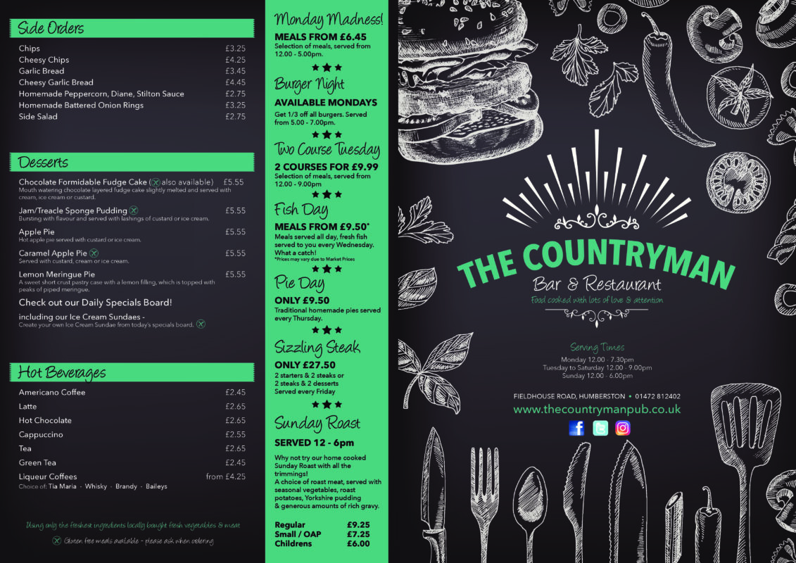 Menus - The Countryman